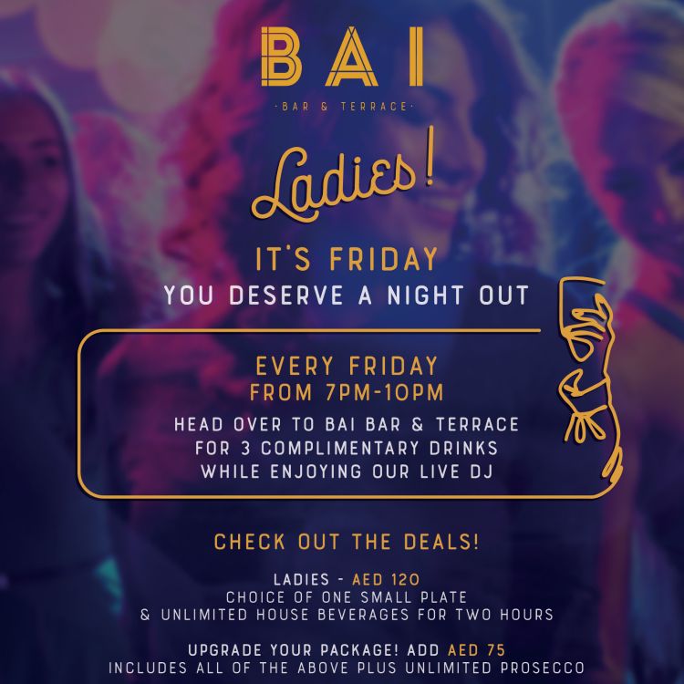 Ladies Night on Friday 22nd September 2023 in BAI Bar & Terrace